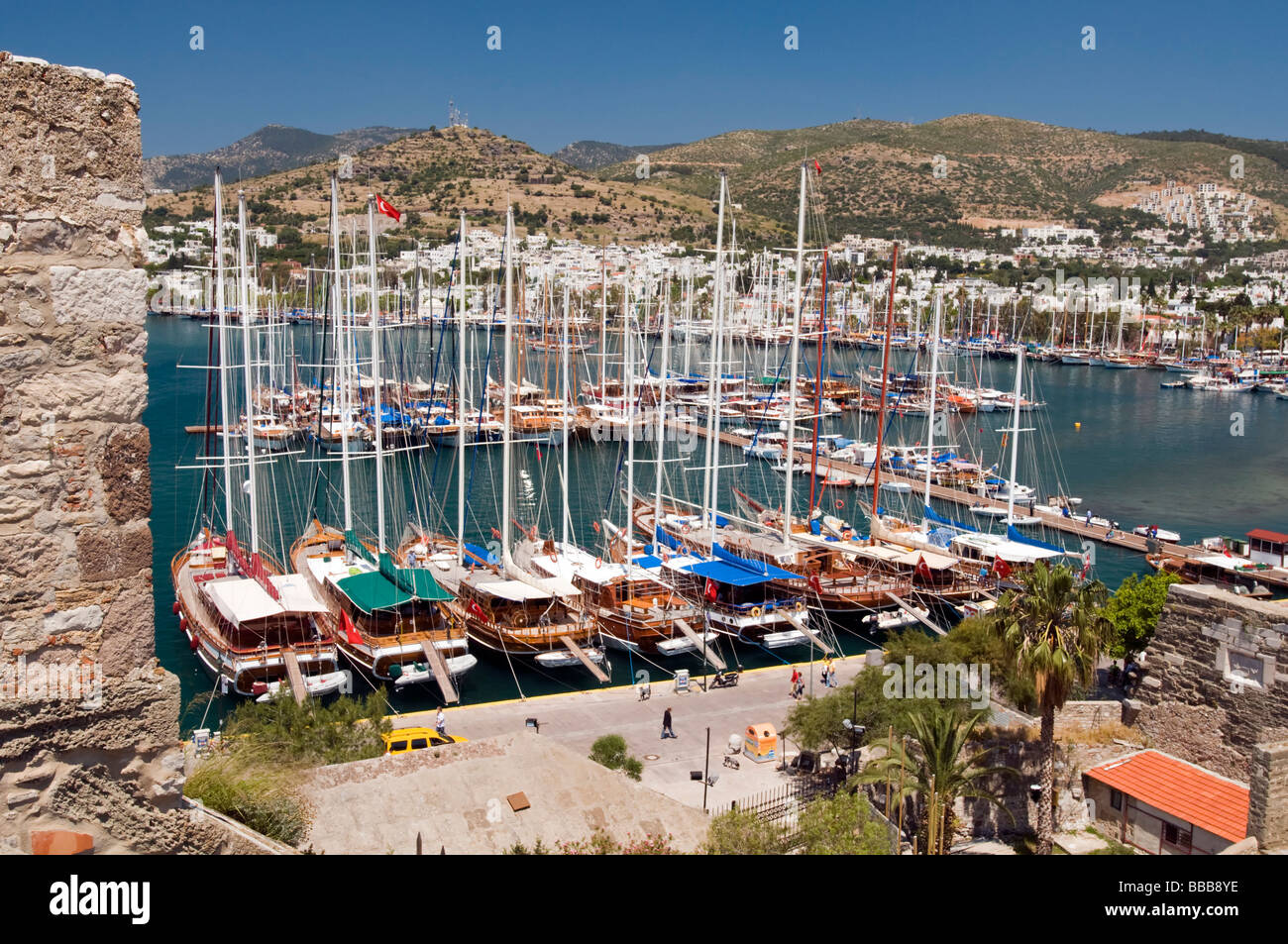 Bodrum harbor from Halicarnassus Castle Turkey Stock Photo - Alamy