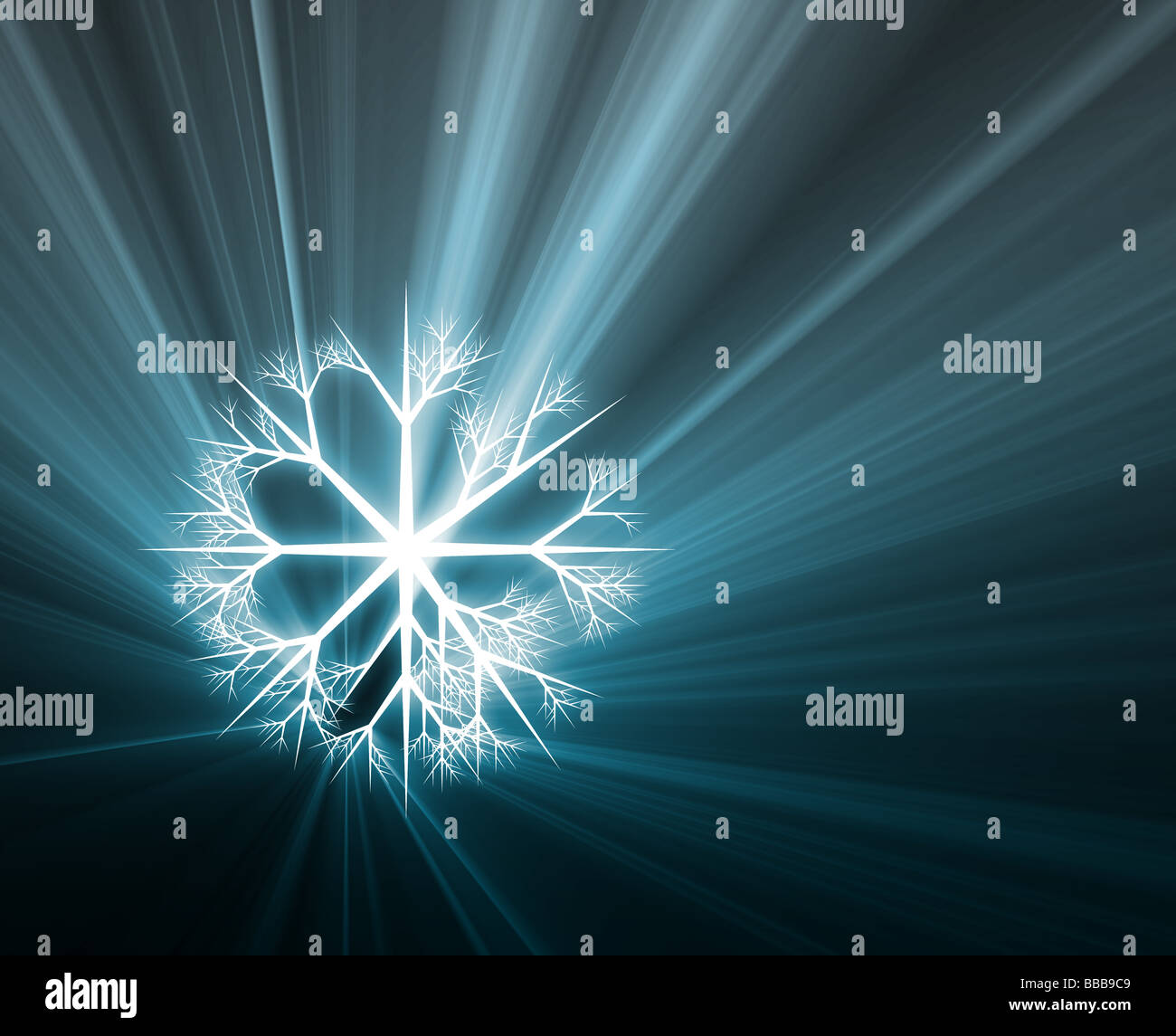 Snowflake crystal pattern illustration glowing light flares Stock Photo ...