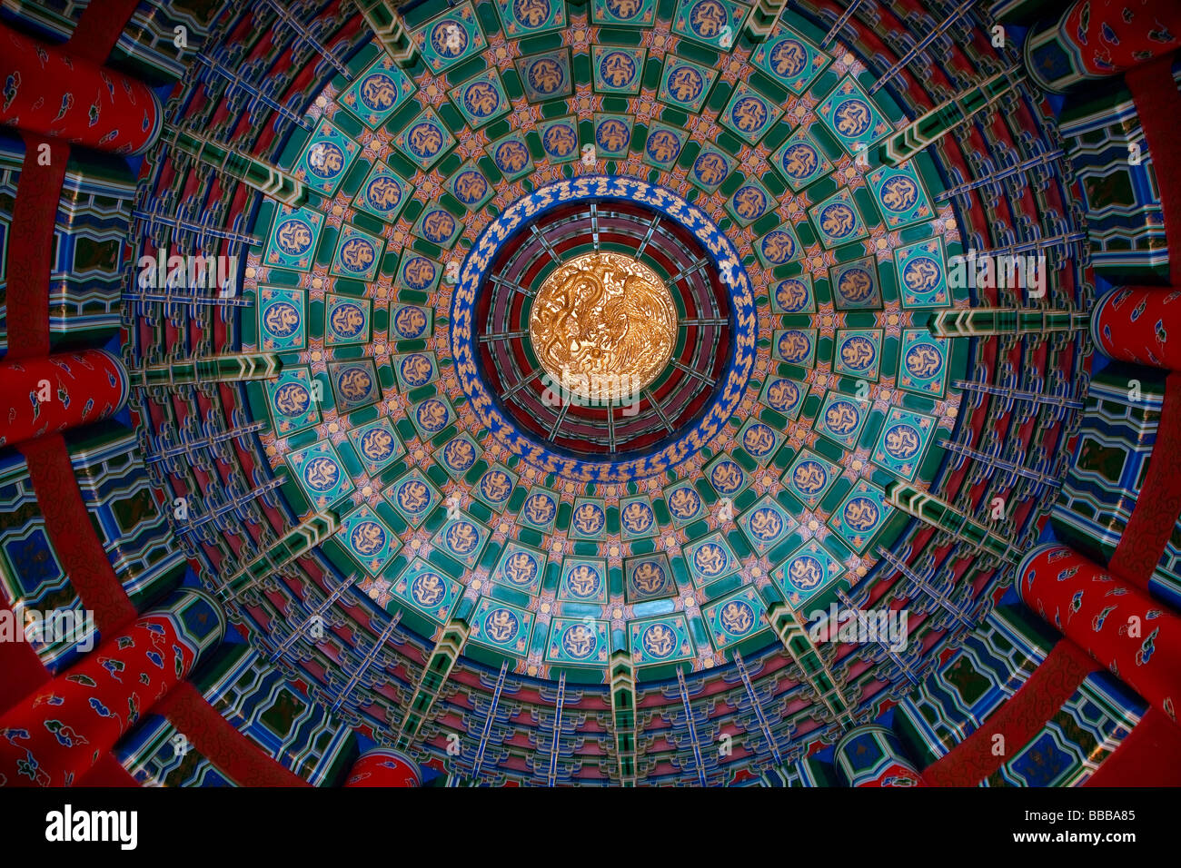 Interior ceiling of a Chinese Temple of Heaven Stock Photo - Alamy