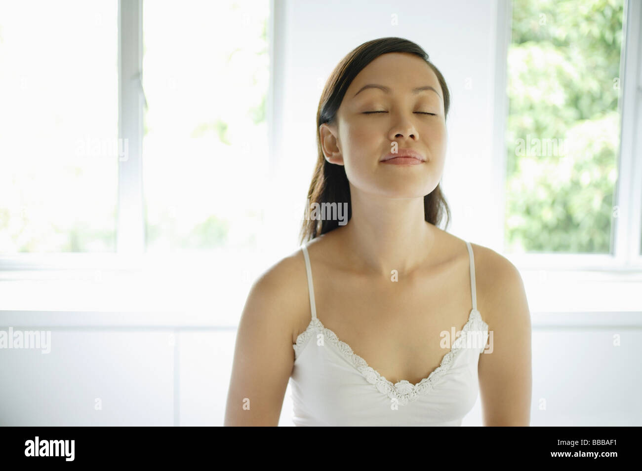 White tank top woman hi-res stock photography and images - Alamy