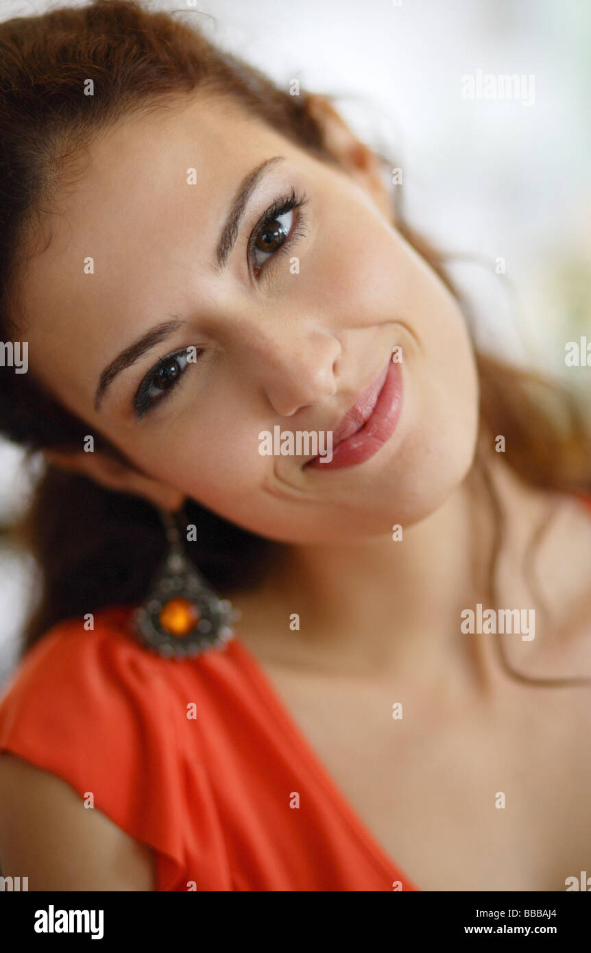 Woman looking at camera, smiling Stock Photo - Alamy