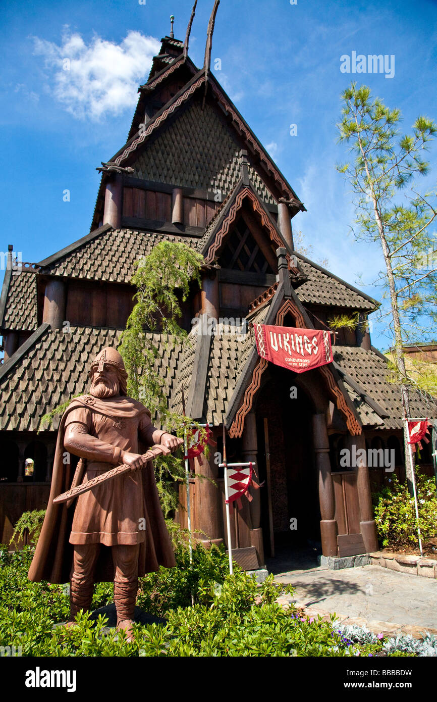 Replica of a Norway Viking Stave Church at Epcot in Florida Stock Photo ...