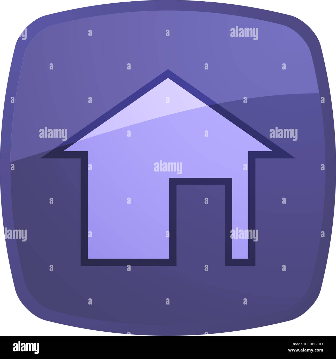 Home navigation icon glossy button square shape Stock Photo - Alamy