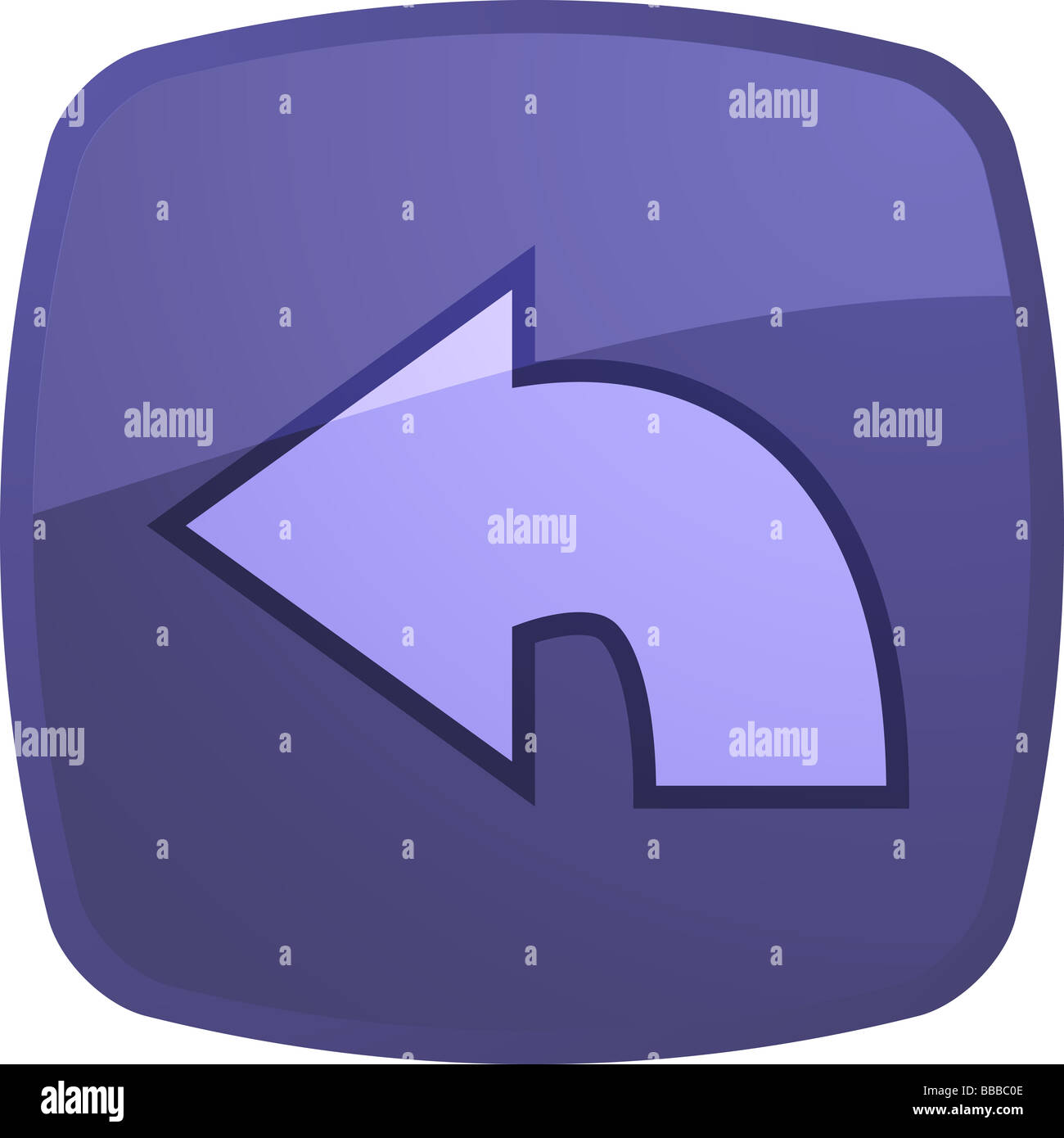 Return navigation icon glossy button square shape Stock Photo - Alamy