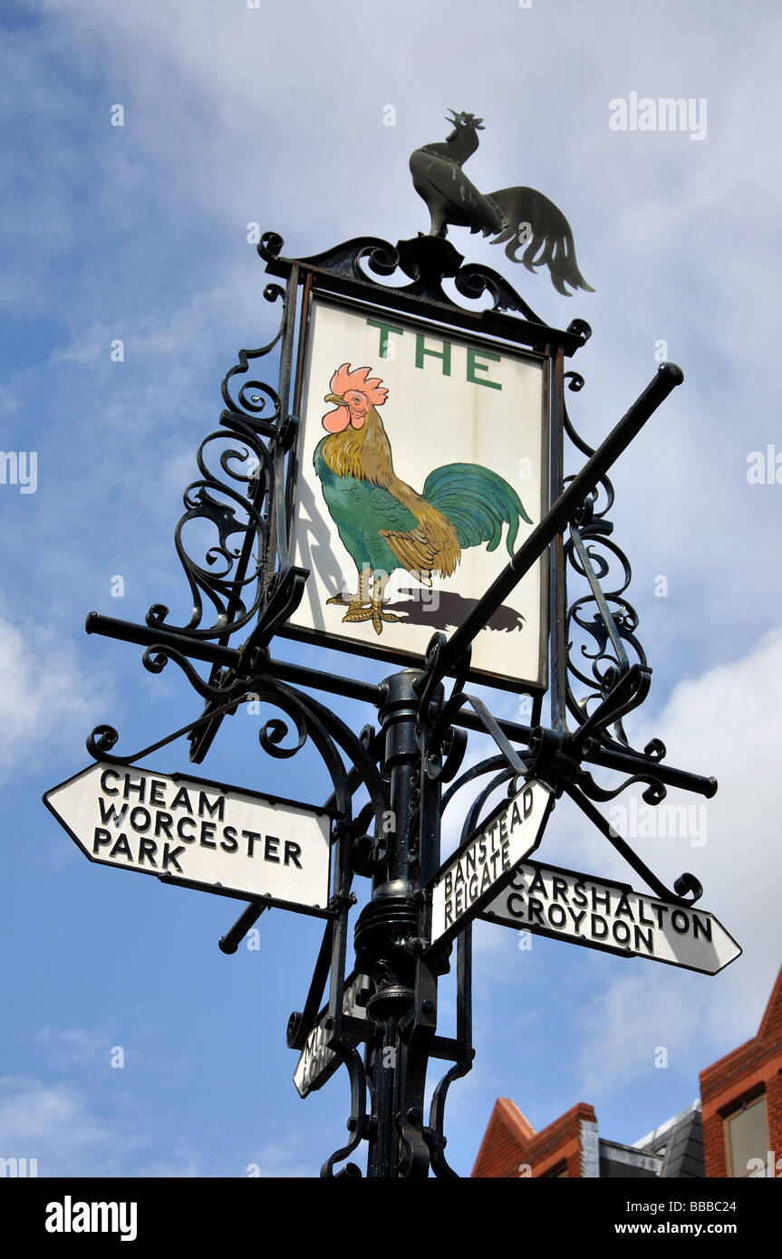 The historic Cock Sign Post, High Street, Sutton, London Borough of ...