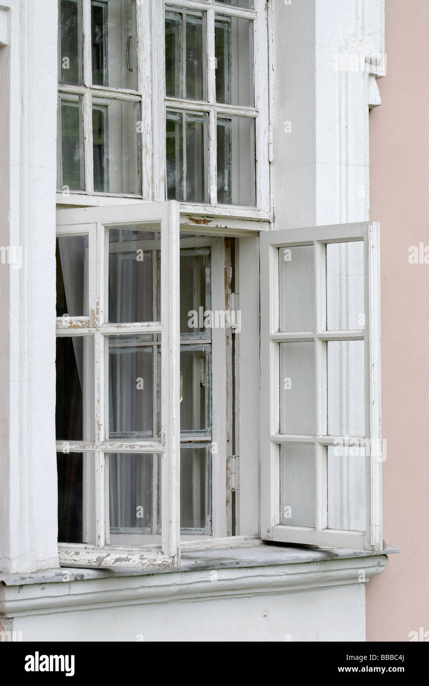 Open old country house window Stock Photo - Alamy