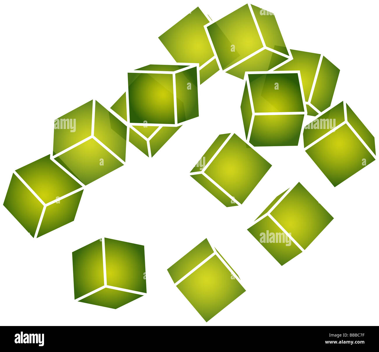 Abstract illustration of round floating cube shapes Stock Photo - Alamy