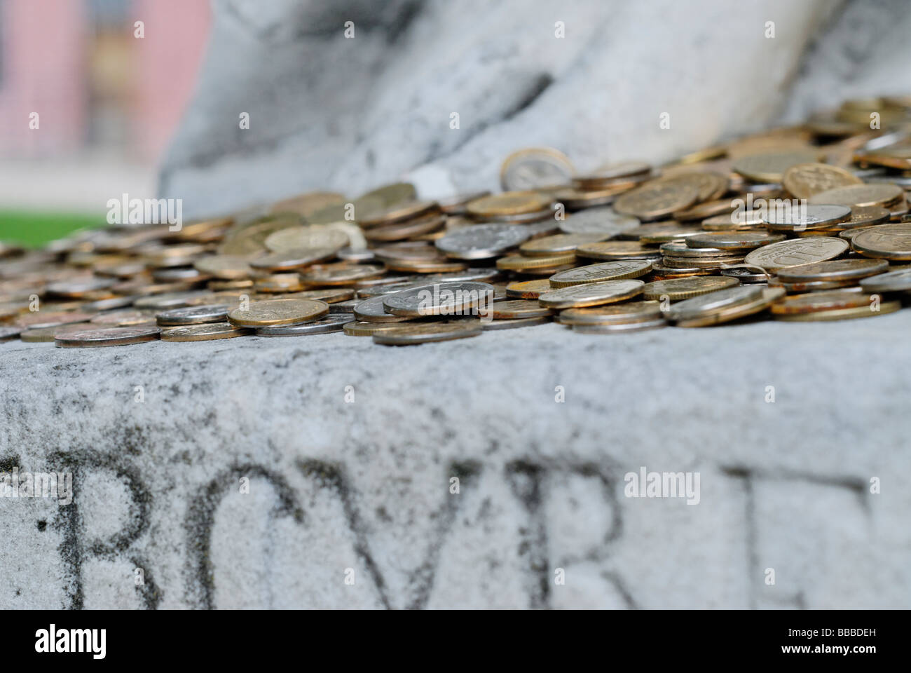 Russian coins at feet of God Mercury statue Stock Photo - Alamy