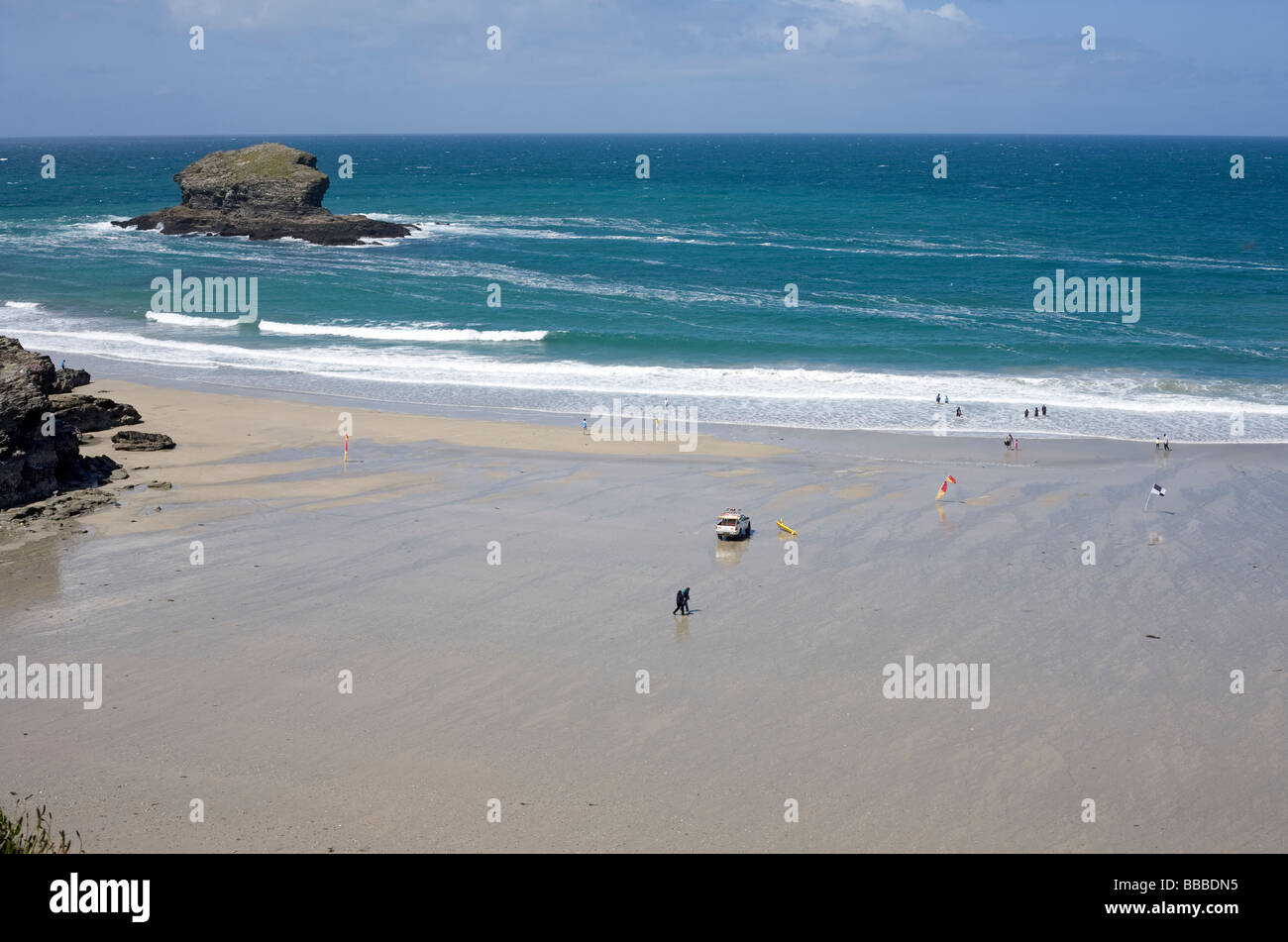 High above Portreath beach and Gull rock, Cornwall UK Stock Photo - Alamy