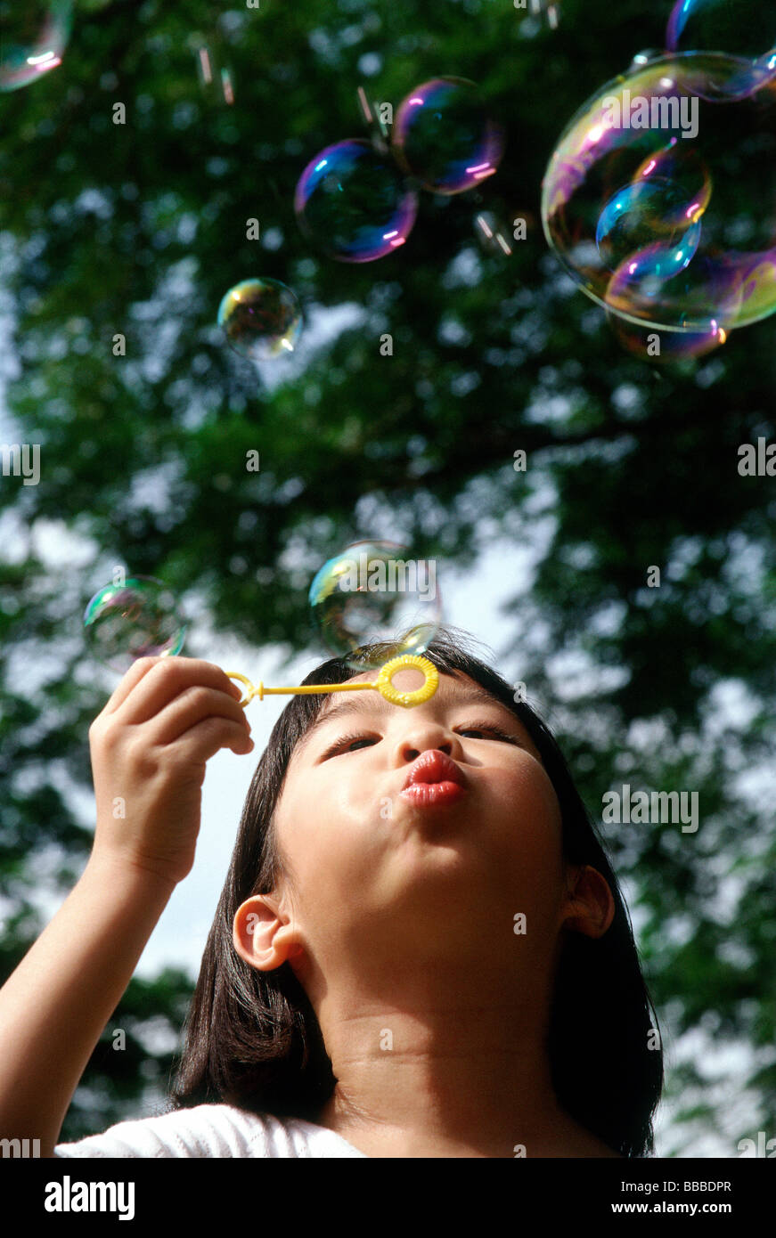 Asian woman girl blowing bubble hi-res stock photography and images - Alamy