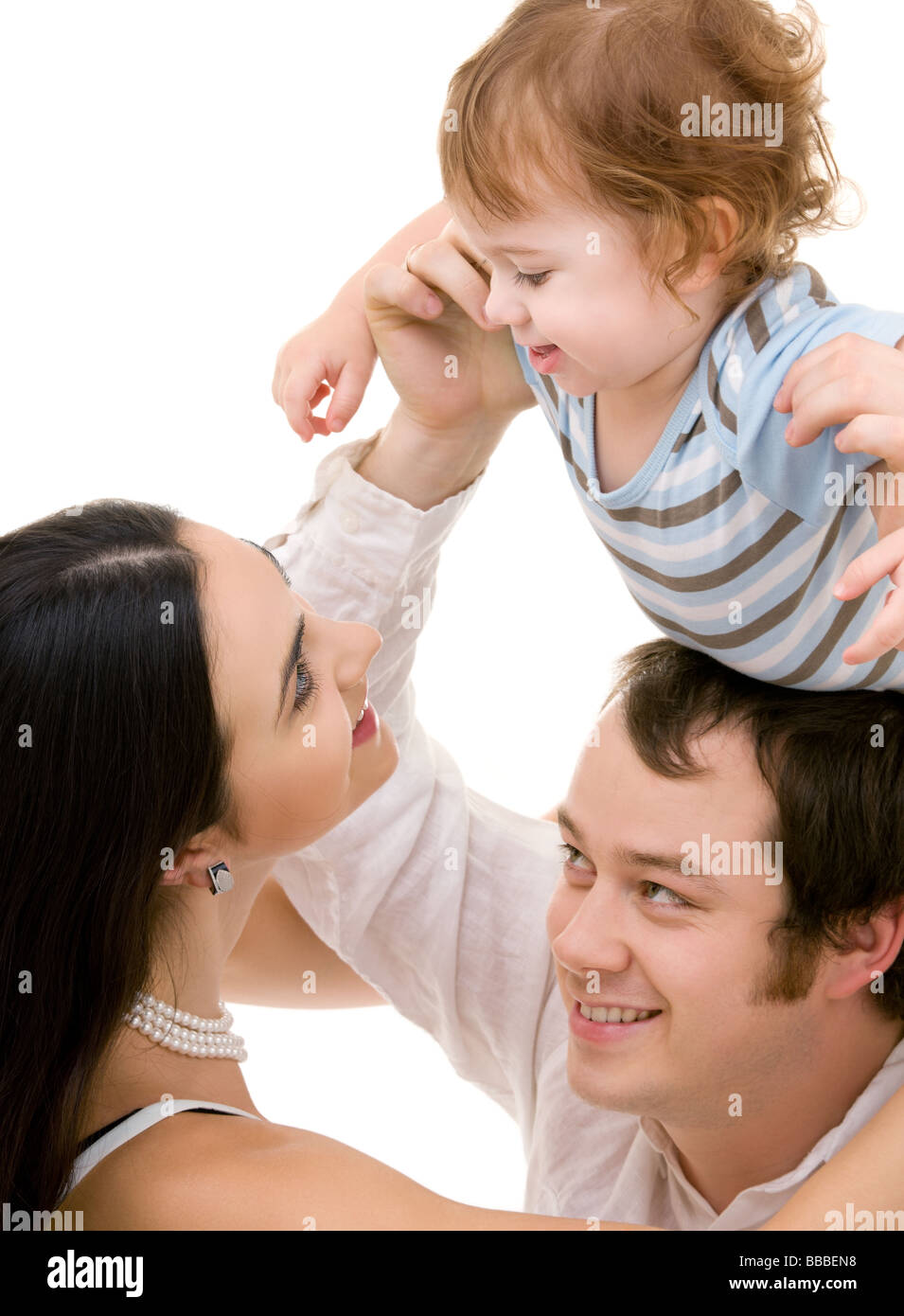 bright picture of happy family over white Stock Photo - Alamy