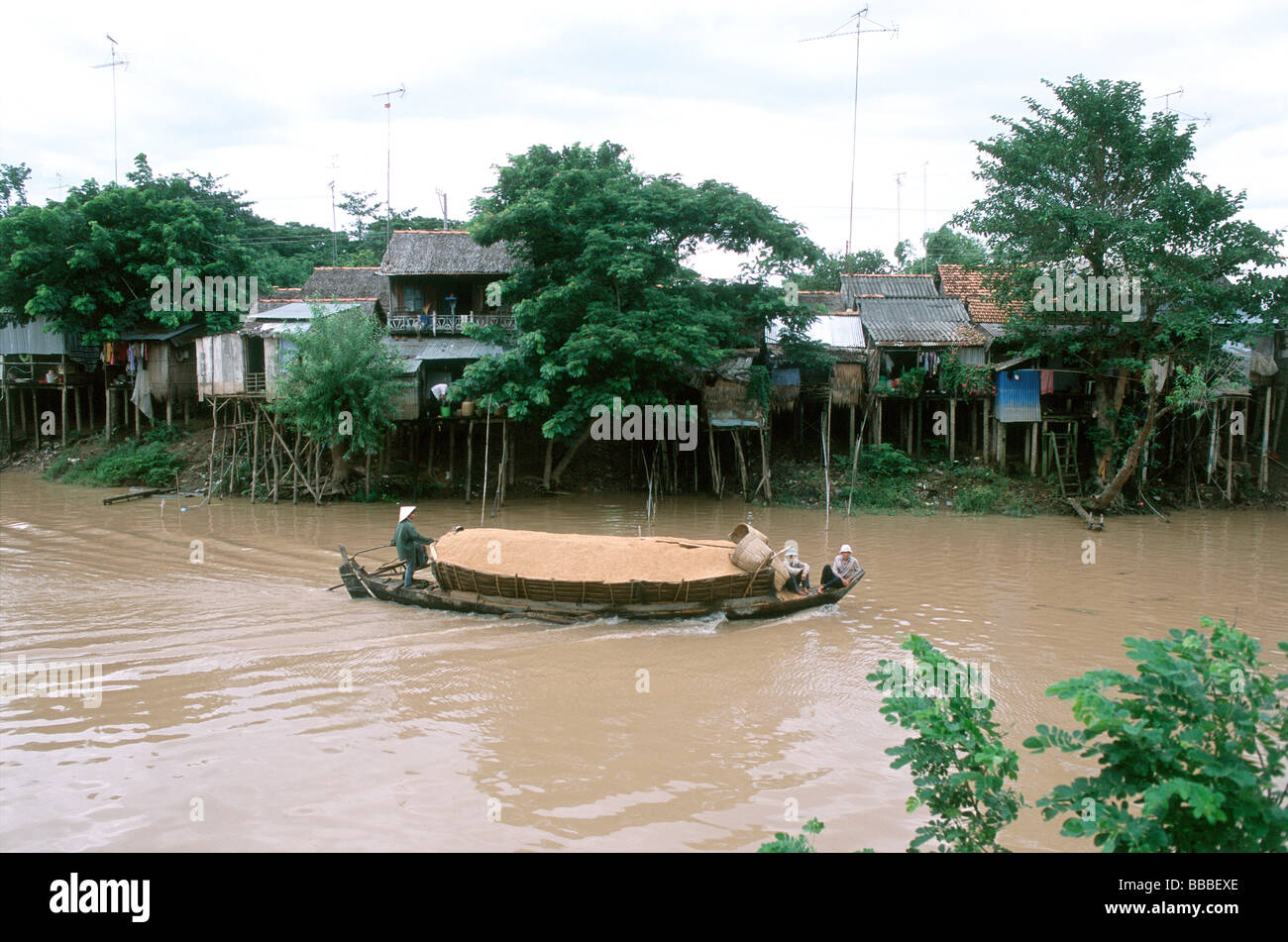 Vietnam, Mekong River, rice boat sailing Stock Photo - Alamy