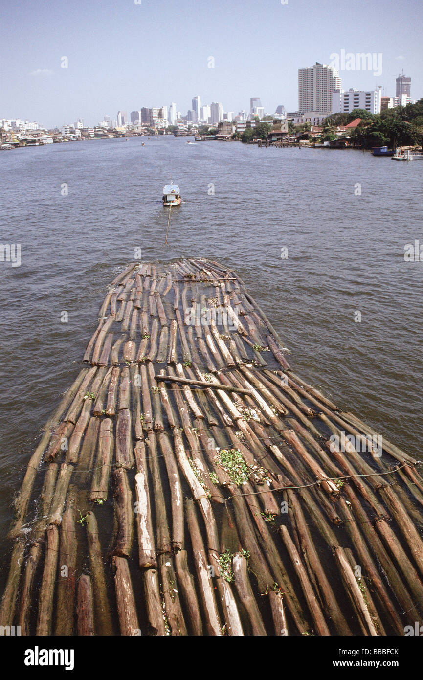 Thailand, Bangkok, Chao Phya River, Timber transport by river Stock ...