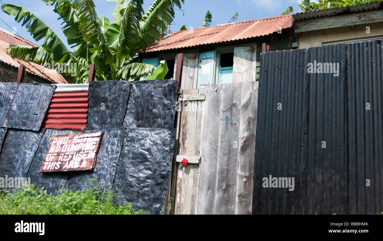Patched galvanized iron fence Basseterre St Kitts Caribbean Stock Photo ...