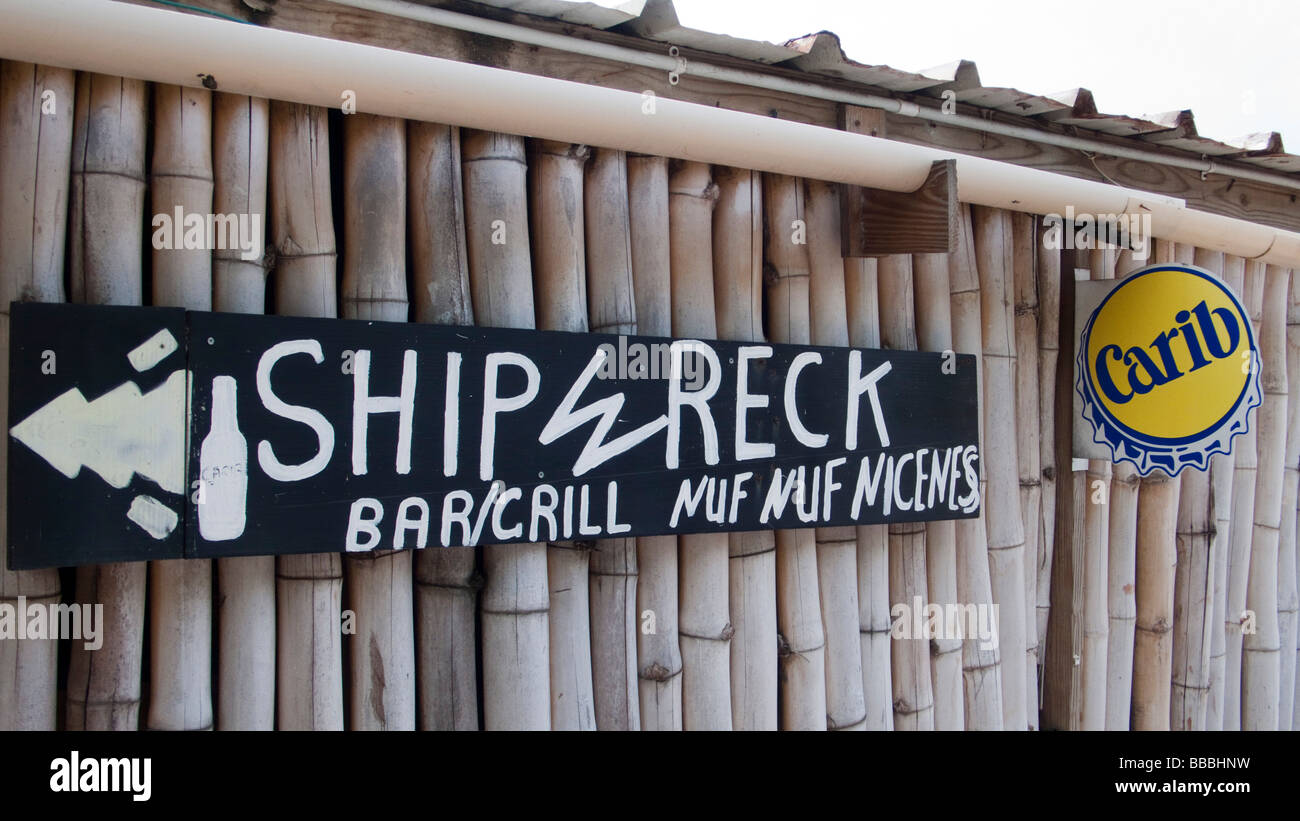 Shipwreck Bar sign South Friar's Beach St Kitts Caribbean Stock Photo ...