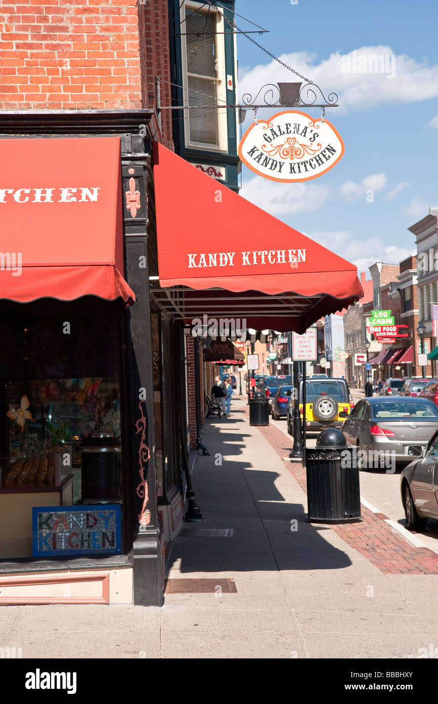 Kandy Kitchen shop on Main Street in historic downtown Galena, Illinois ...