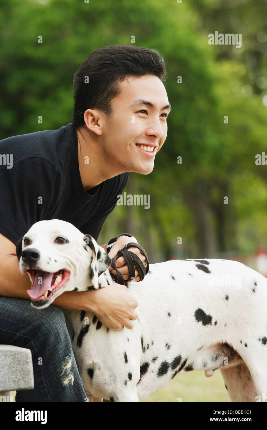 Man with Dalmatian Stock Photo - Alamy