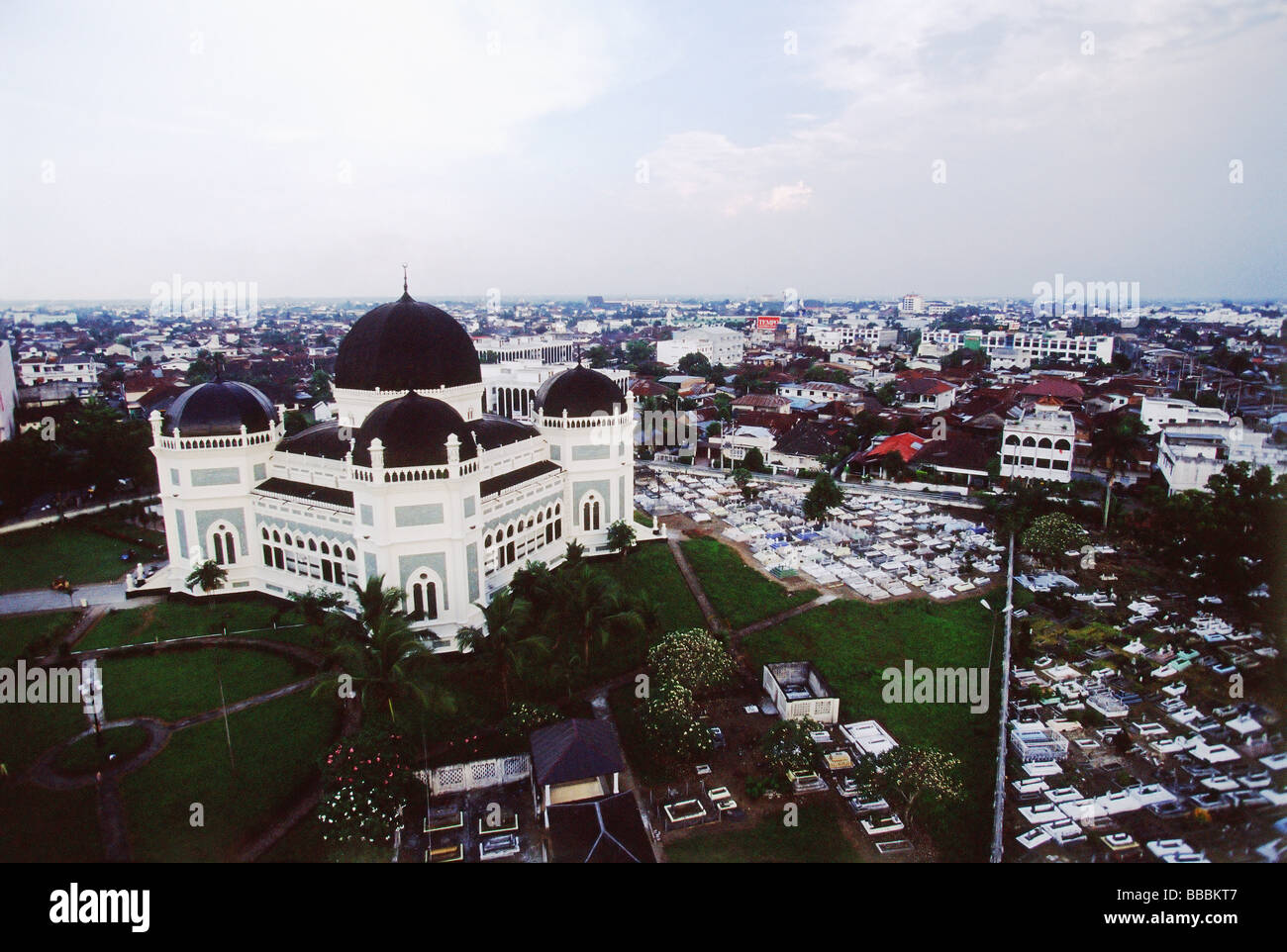 Indonesia, Sumatra, Medan, Great Mosque and surrounding city Stock ...