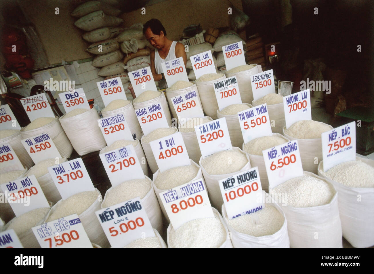 Vietnam, Ho Chi Minh City, rice and other grains for sale Stock Photo ...