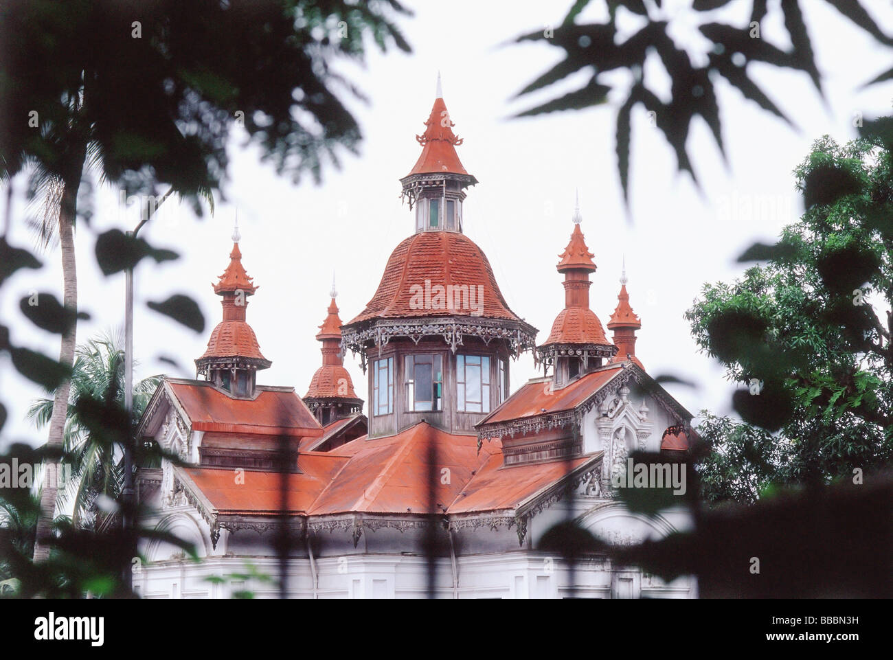 Myanmar (Burma), Yangon (Rangoon), Spires of a colonial building ...