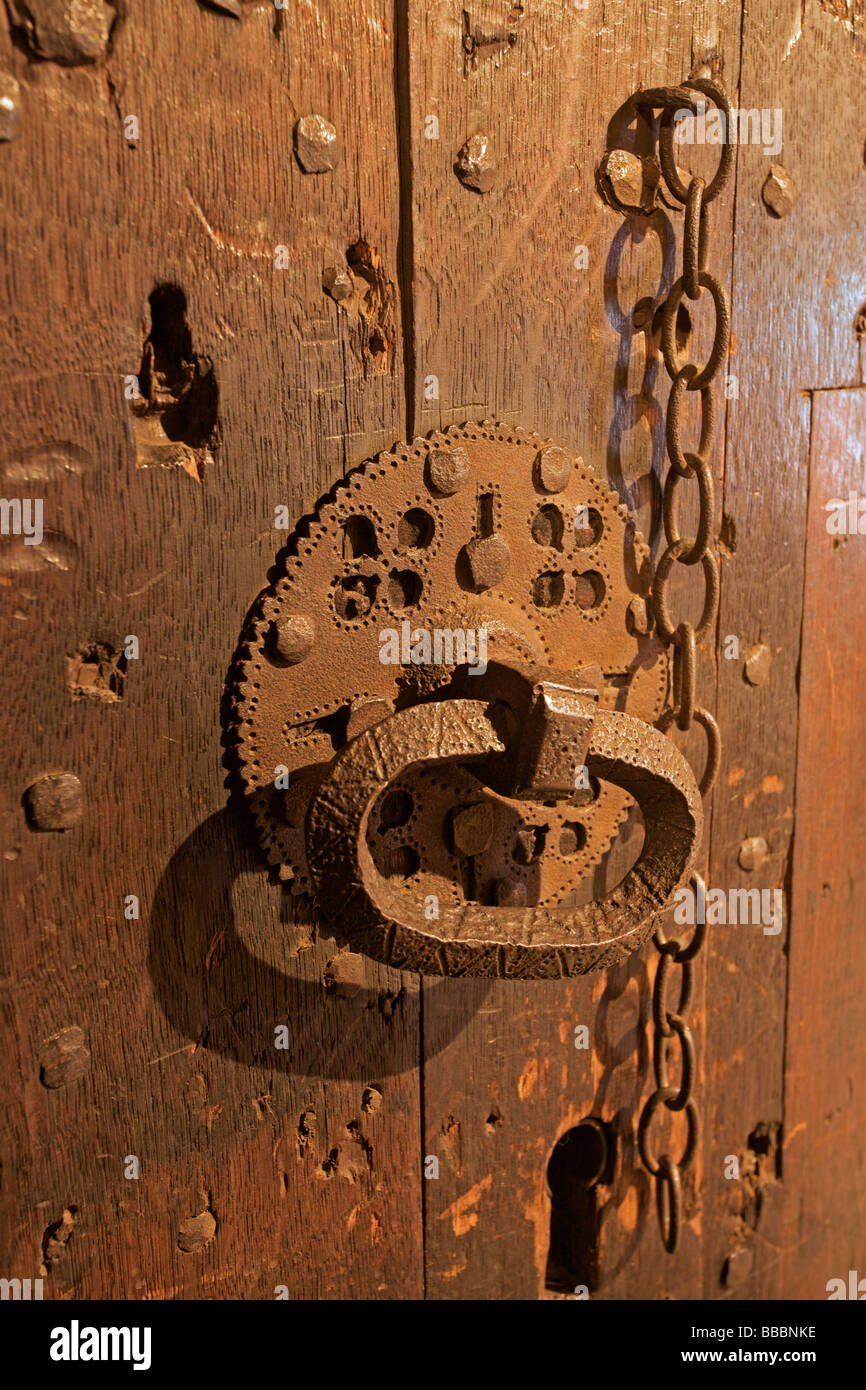 Ancient door at St. Mary's Guildhall in central Coventry, Midlands ...
