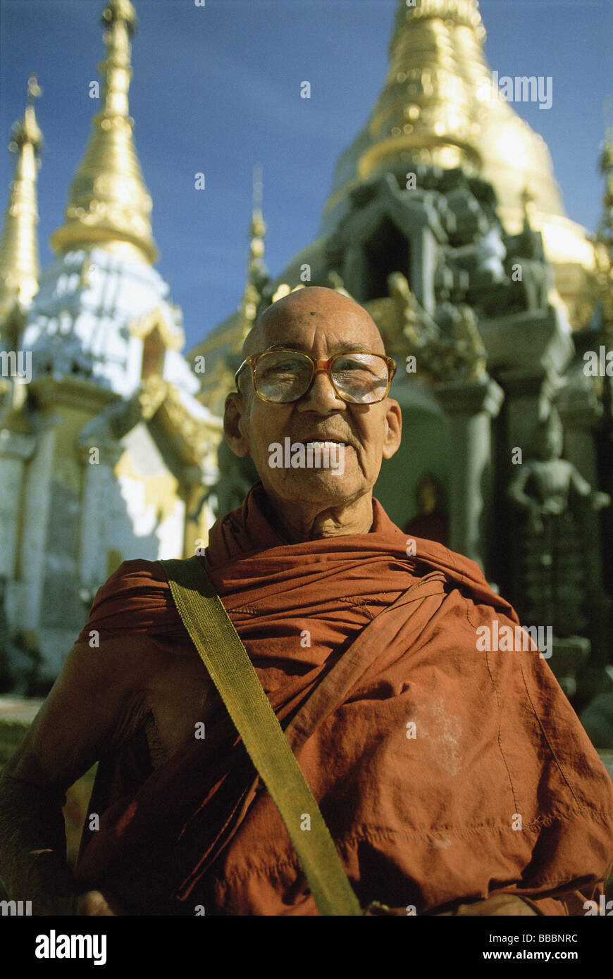 Myanmar (Burma), Yangon (Rangoon), Portrait of Buddhist monk at ...
