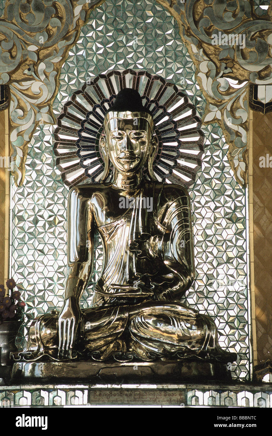 Myanmar (Burma), Yangon (Rangoon), Statue of Buddha at Shwedagon Pagoda ...