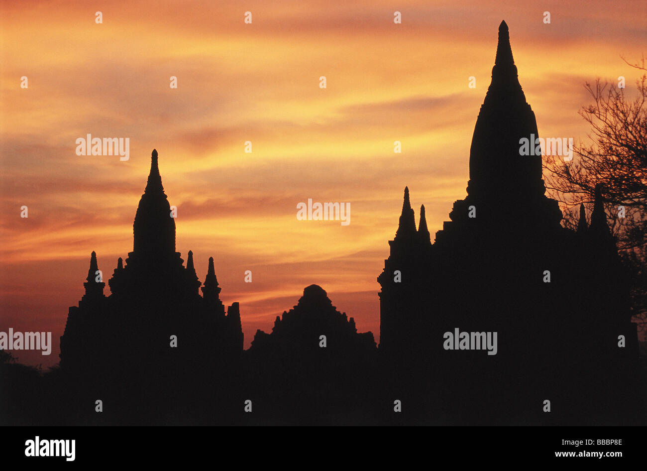 Myanmar (Burma), Dawn over temples in Bagan Stock Photo - Alamy