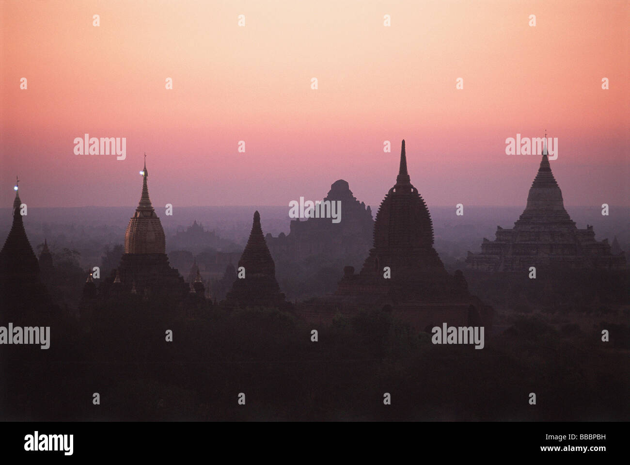 Myanmar (Burma), Bagan, Temples of Bagan at dawn Stock Photo - Alamy