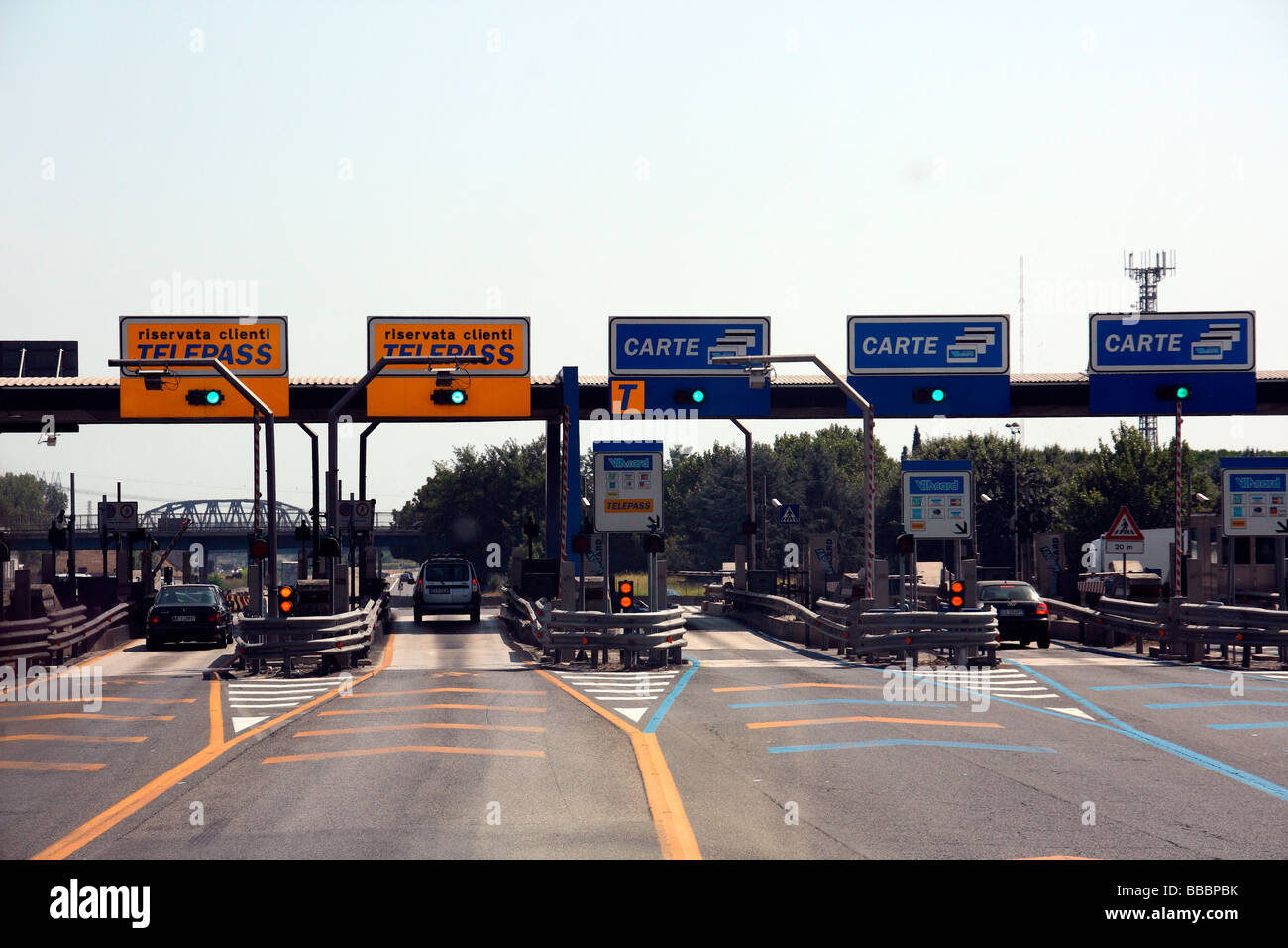 motorway tollgates on the motorway between rome and naples italy Stock ...