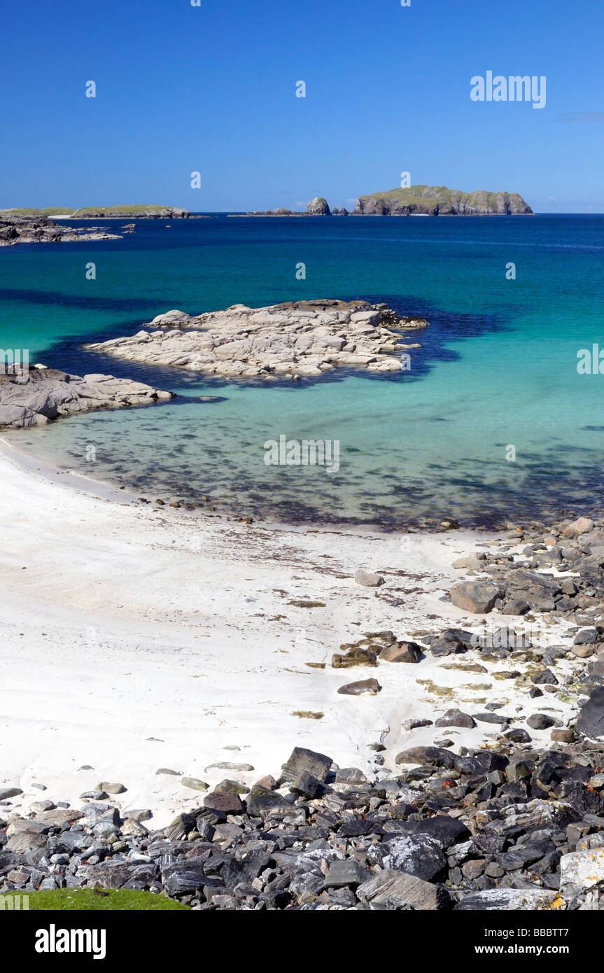 Bosta beach and bay on Great Bernera looking out to the islands of ...
