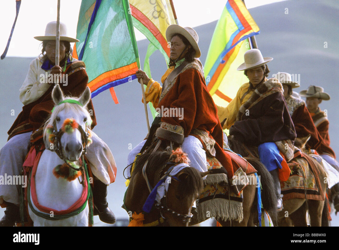 China, Szechuan (Sichuan), Kham region, Kham horsemen at the opening ...