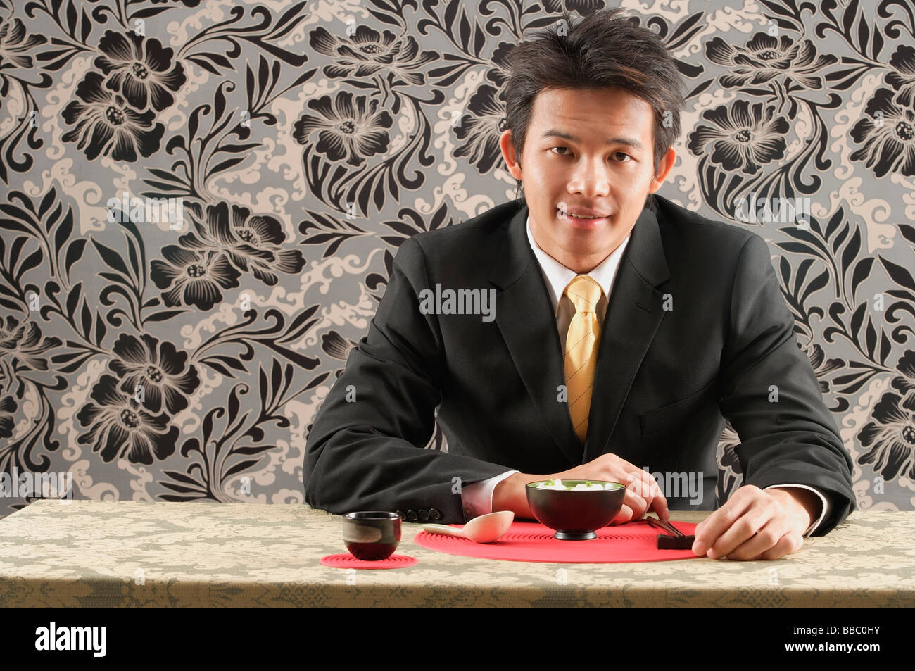 Man having meal at restaurant Stock Photo - Alamy