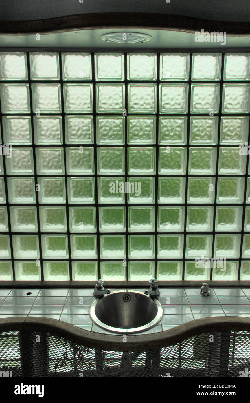 glass wall in a public toilet Stock Photo - Alamy