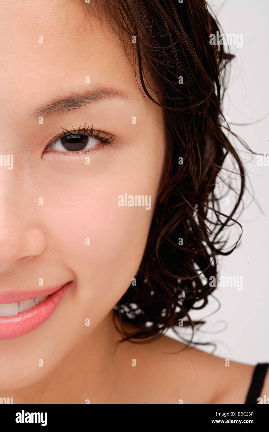 Cropped image young woman curly hi-res stock photography and images - Alamy