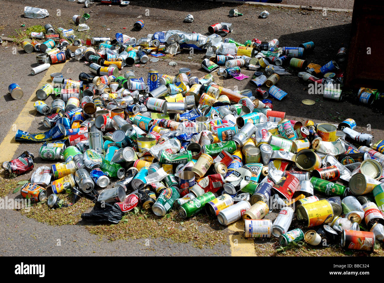 Cans at can bank Stock Photo - Alamy