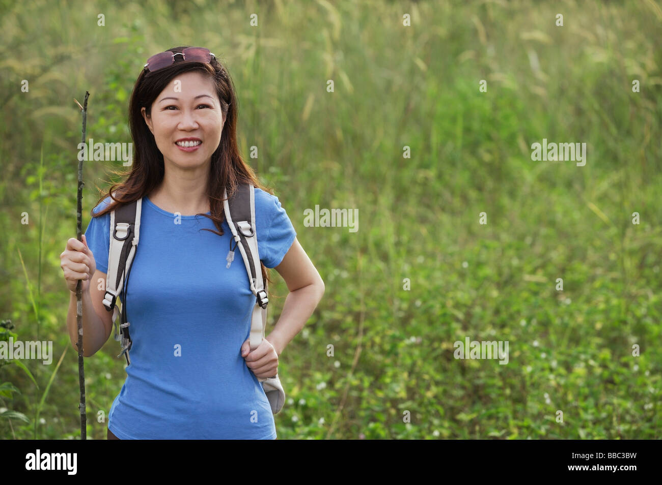 Woman hiking in nature, outdoors Stock Photo - Alamy