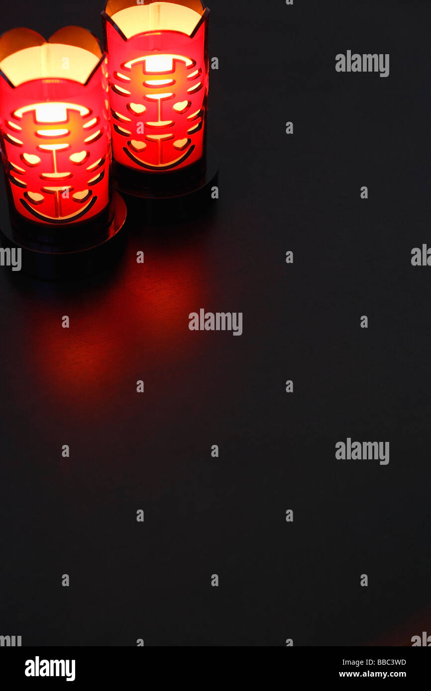 Illuminated Chinese Lamps with the text - Double Happiness Stock Photo ...