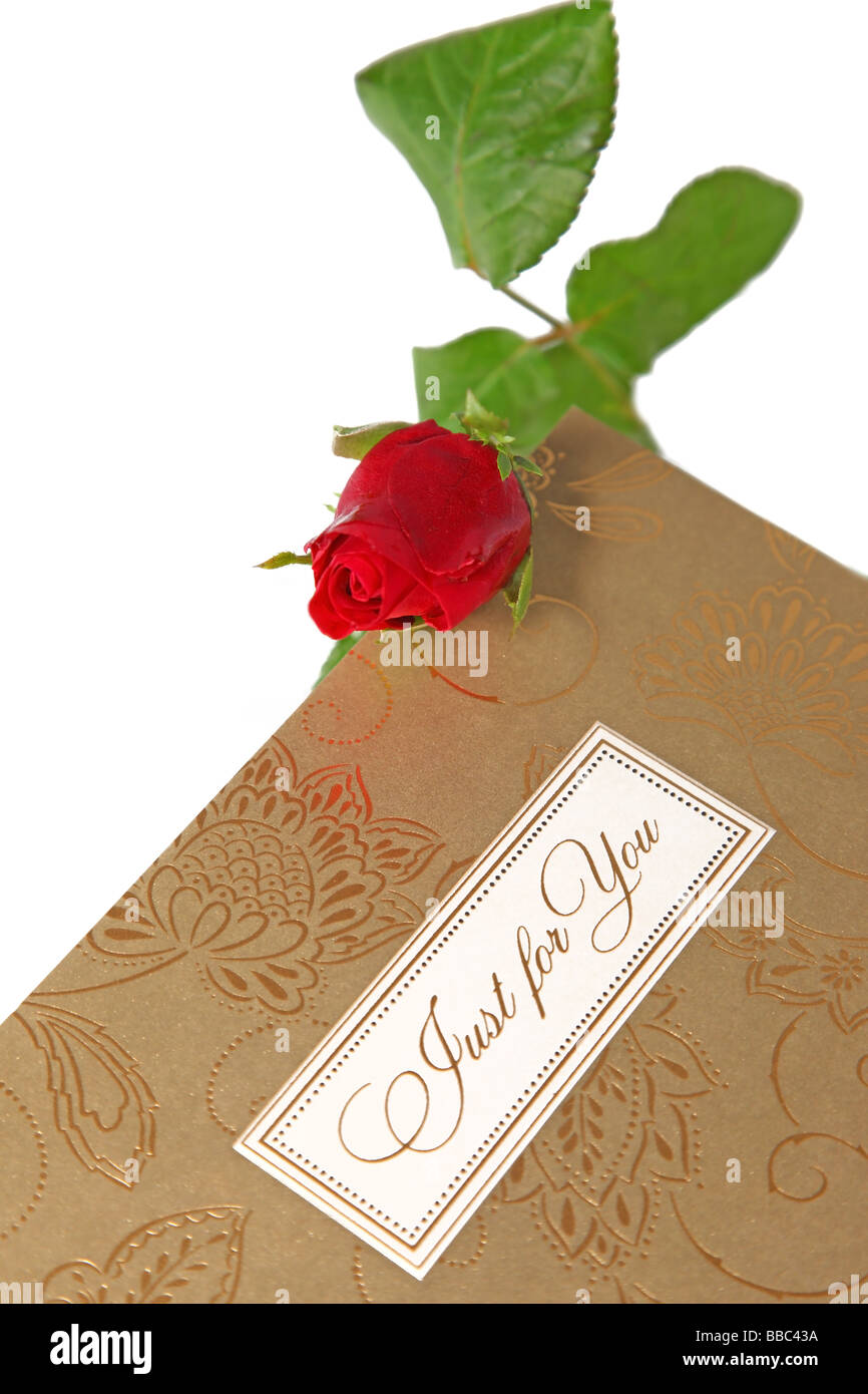 Beautiful red rose card Cut Out Stock Images & Pictures - Alamy
