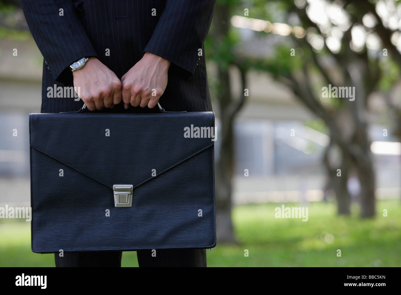 Businessman holding briefcase, cropped image Stock Photo - Alamy