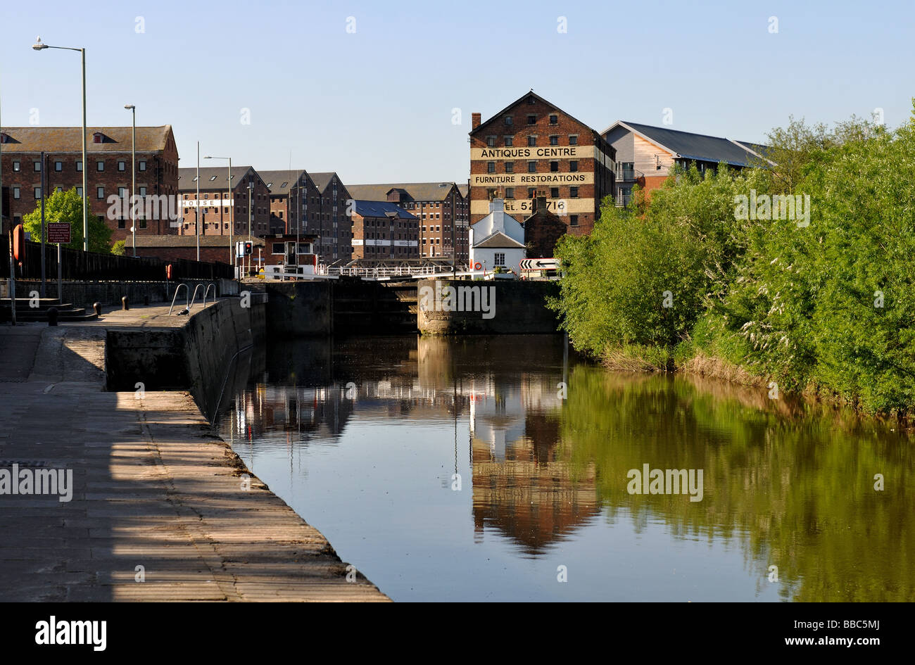 View from River Severn to Gloucester Lock and Docks, Gloucestershire ...