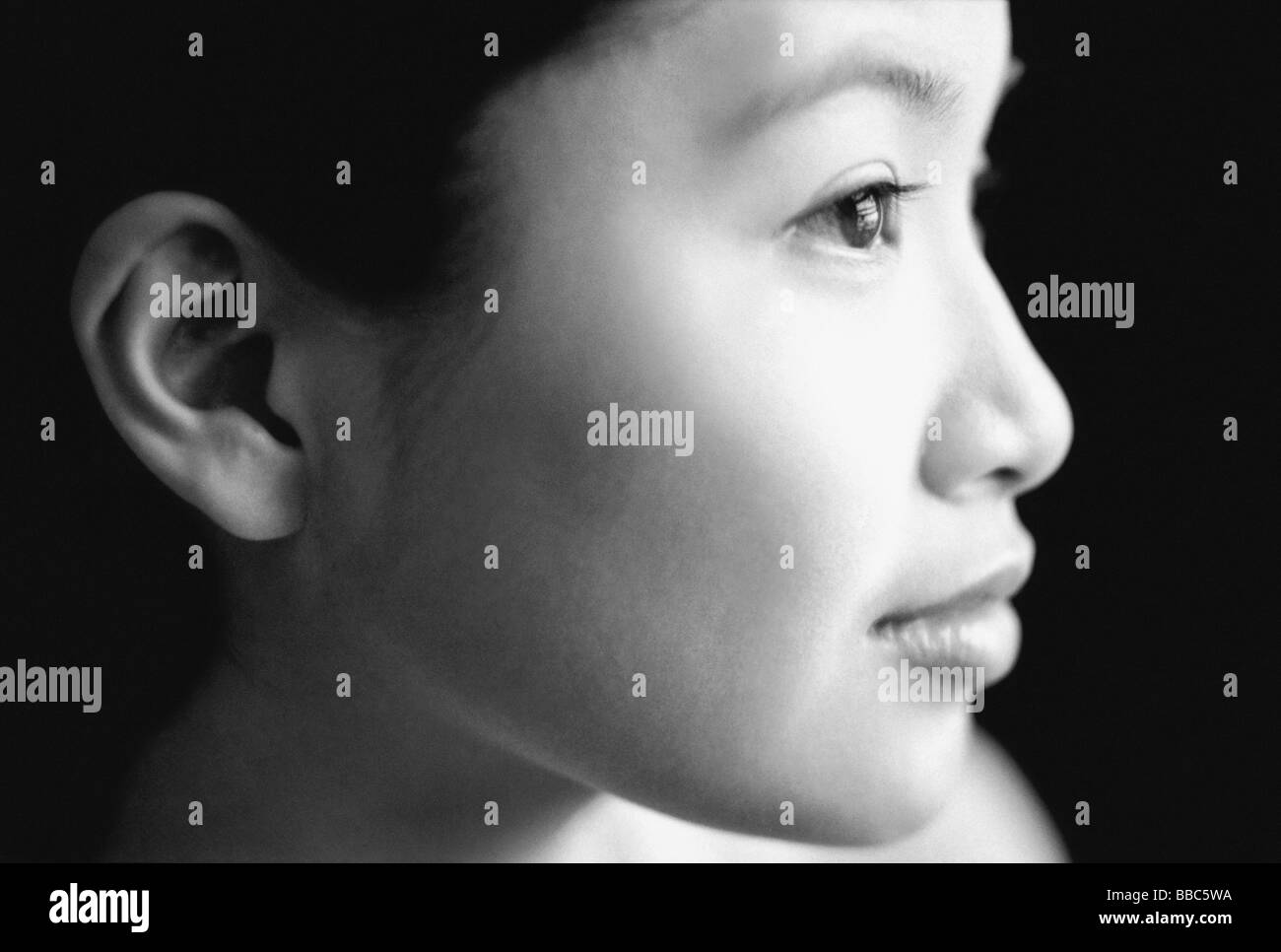 Profile looking up Black and White Stock Photos & Images - Alamy