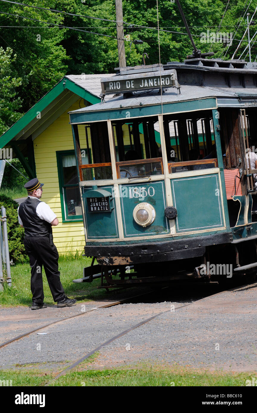 People going for ride in electric powered trolleys at Connecticut ...