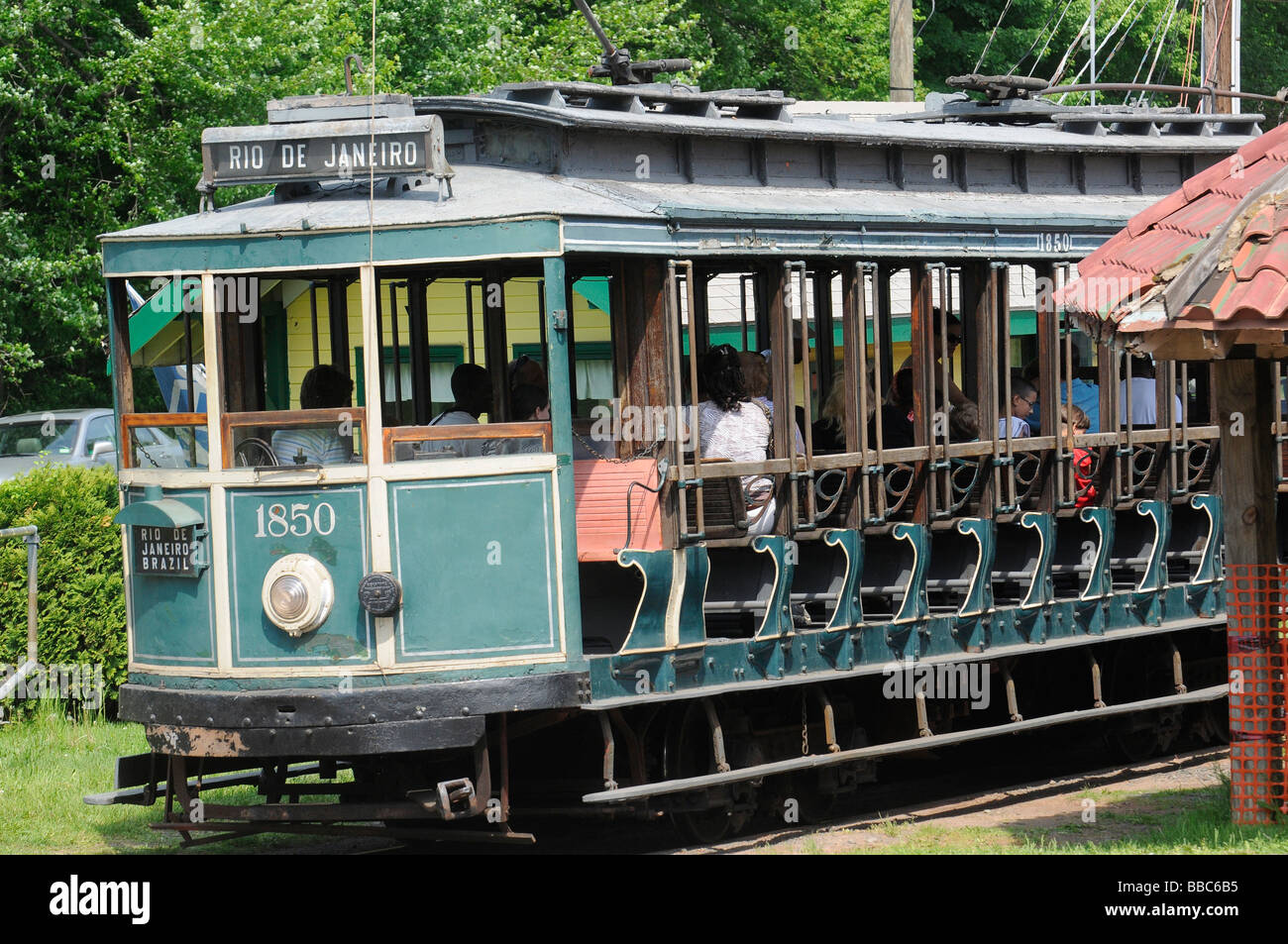 People going for ride in electric powered trolleys at Connecticut ...