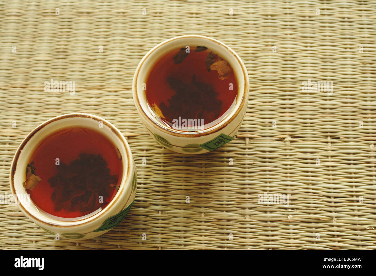 Two cups of Chinese Tea, high angle view Stock Photo - Alamy
