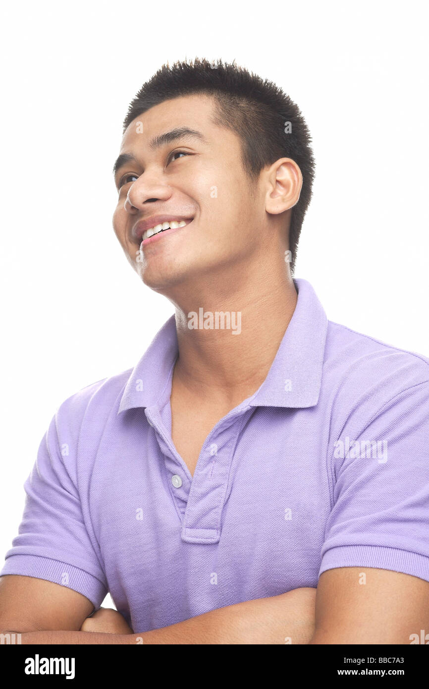 Man smiling, looking up Stock Photo - Alamy Man smiling, looking up Stock Photo - Alamy