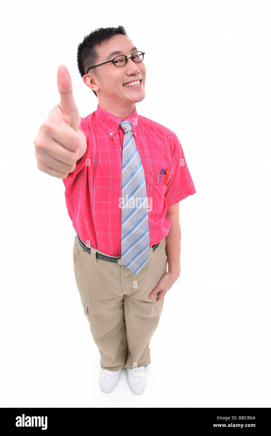 Man making thumbs up sign, portrait Stock Photo - Alamy