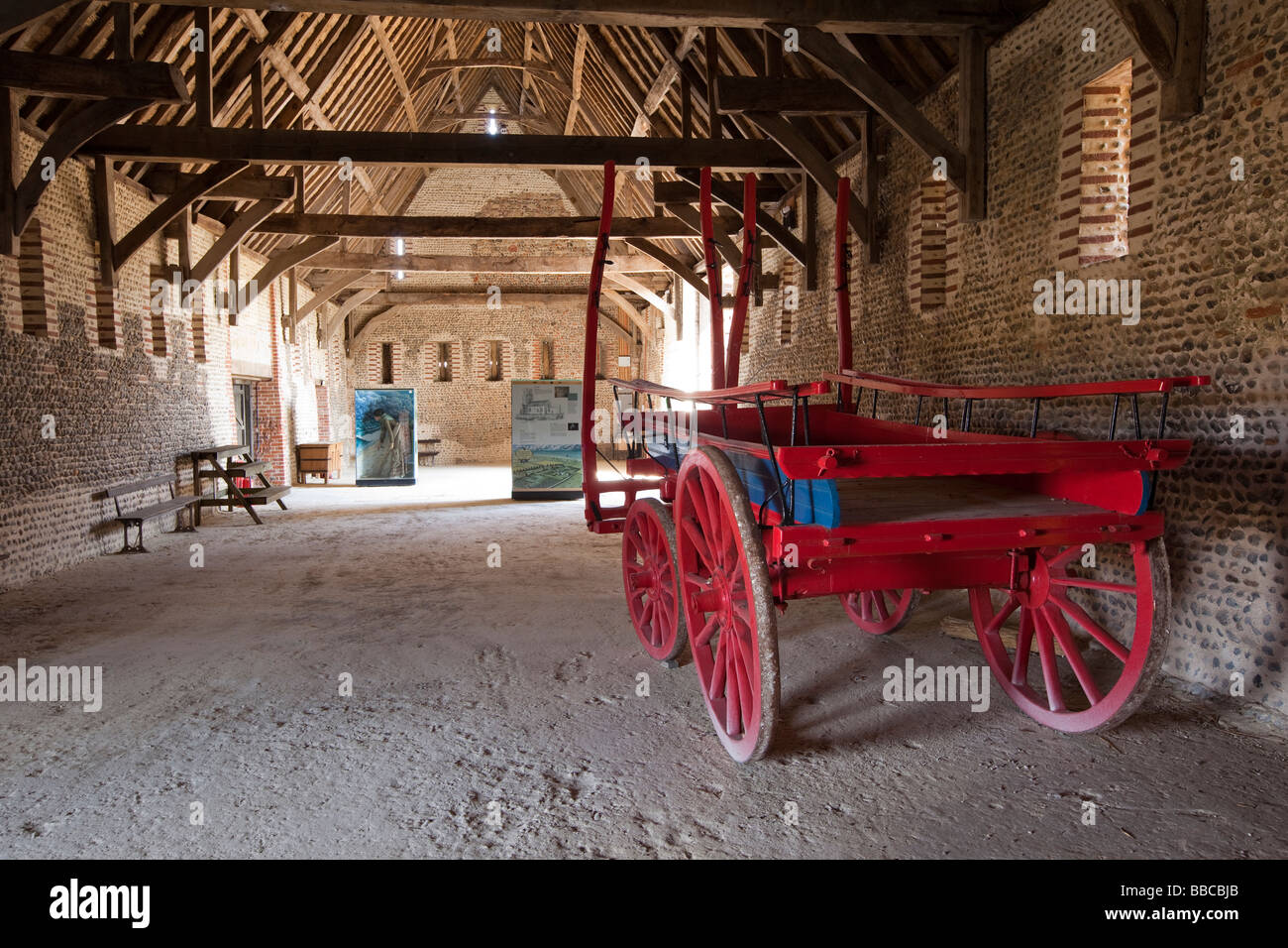 UK England Norfolk Waxham historic medieval stone barn interior Stock ...