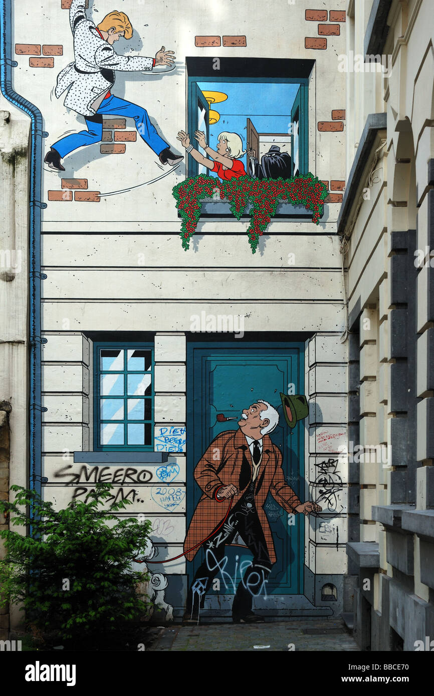 Comic strip mural in Brussels Stock Photo - Alamy