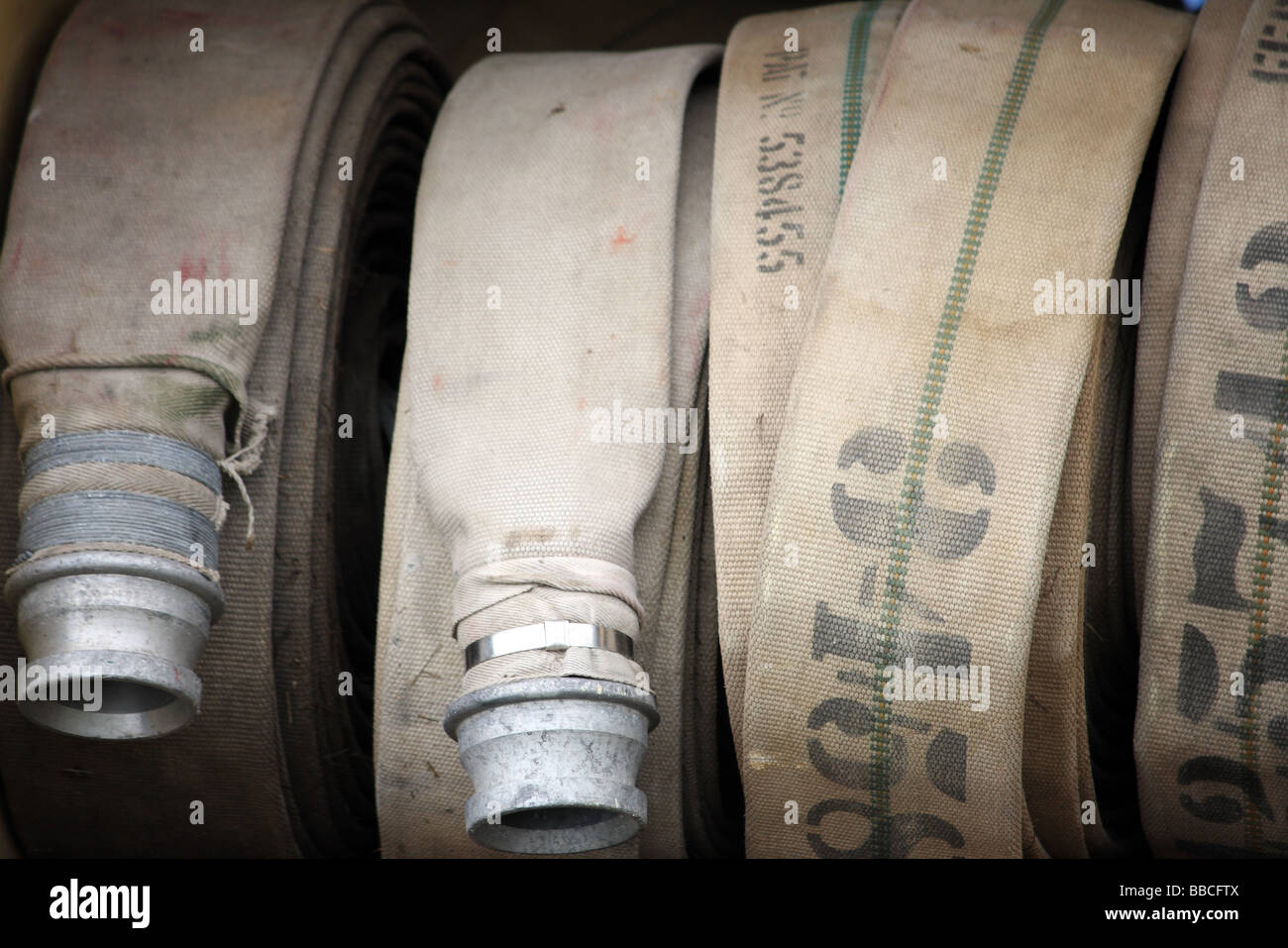 A photograph of a firemans hose for putting out fires Stock Photo - Alamy